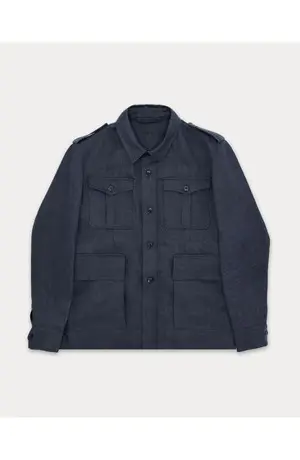 FORTELA Owen Linen Safari Jacket - Blue
