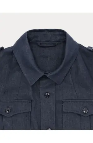 FORTELA Owen Linen Safari Jacket - Blue