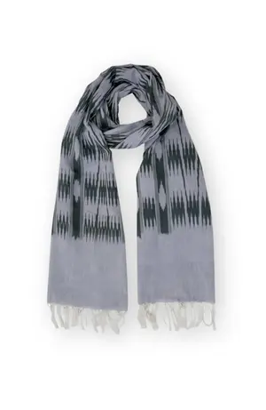 PASSION LILIE Light & Olive Banded Stripes Scarf - Blue