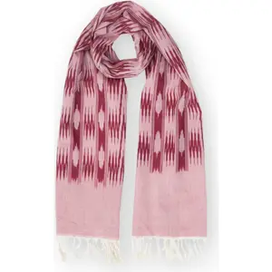 PASSION LILIE Burgundy Banded Stripes Scarf - Pink