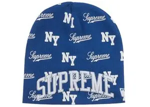 Supreme New Era Monogram Beanie - Blue