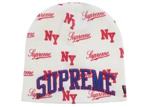 Supreme New Era Monogram Beanie - White