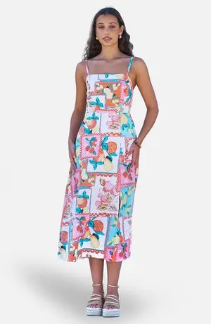 YUMI Printed Midi Sun Dress