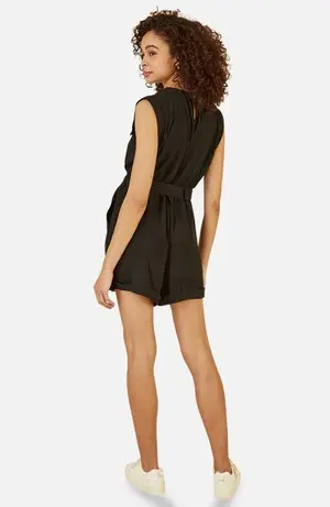 YUMI Utility Playsuit With Zip Detail And Belted Waist