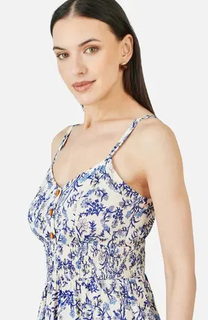 YUMI Floral Print Midi Sun Dress
