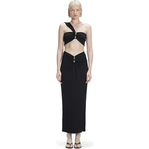 MOEVA Lane One-shoulder Ruched Cover-up Top - Black