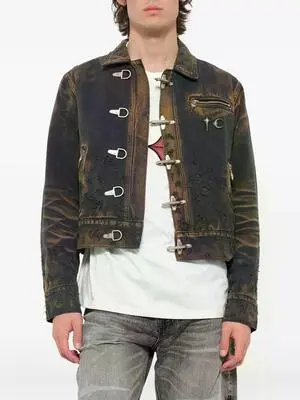 THUG CLUB Distressed Washed Denim Jacket