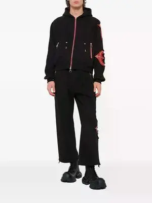 THUG CLUB Zip-up Hoodie With Embossed Logo