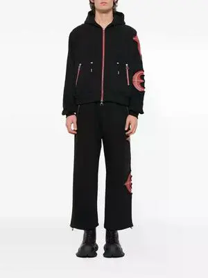 THUG CLUB Zip-up Hoodie With Embossed Logo