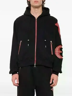 THUG CLUB Zip-up Hoodie With Embossed Logo