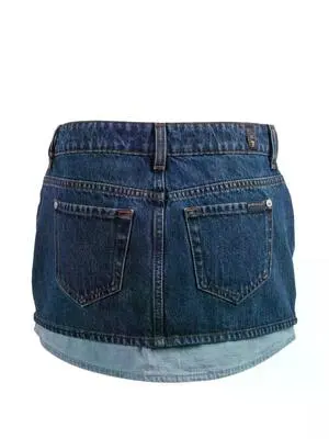 7 For All Mankind Double-layer Denim Skirt - Blue