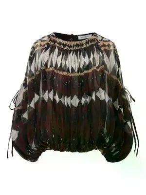 INTO THE EAST Geometric Print Blouse - Red