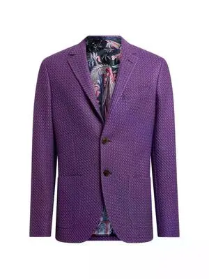 Etro Single-breasted Micro-pattern Cotton Blazer - Purple