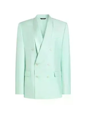 Dolce & Gabbana Sicilia Light Double-breasted Jacket In Silk Twill - Blue