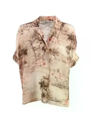 SHIRTAPORTER Beige Tropical Print Voile Jacket