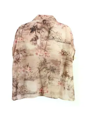 SHIRTAPORTER Beige Tropical Print Voile Jacket
