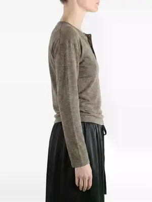 THE ELDER STATESMAN Lenny Button-placket Long-sleeve T-shirt