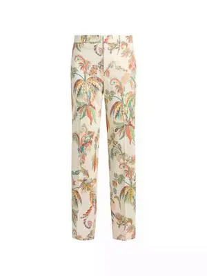 Etro Floral Print Wool Gabardine Trousers