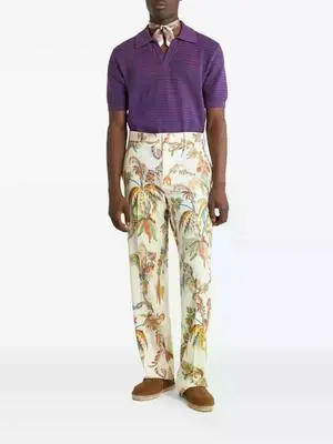 Etro Floral Print Wool Gabardine Trousers