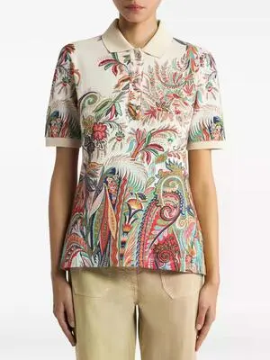 Etro Cotton Paisley Motif Polo Shirt
