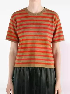 THE ELDER STATESMAN Scout Striped T-shirt - Brown