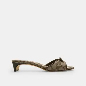 COACH OUTLET Coach Signature Jacquard Bow Kitten Heel Sandal