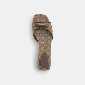 COACH OUTLET Coach Signature Jacquard Bow Kitten Heel Sandal
