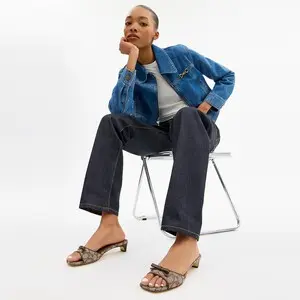 COACH OUTLET Coach Signature Jacquard Bow Kitten Heel Sandal