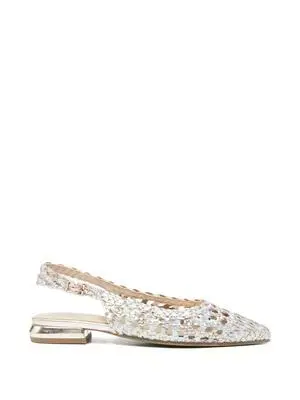 CARMELA Woven Slingback Flat Pumps - Silver