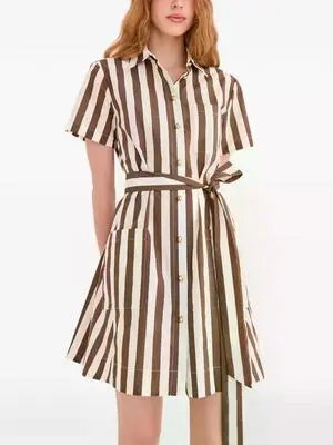 Cara Cara Lagos Striped Belted Mini Dress - White