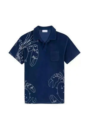 Maison Labiche Lobster-print Cotton Polo Shirt - Blue