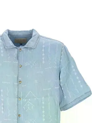 TOOCO Geometric-print Chambray Shirt