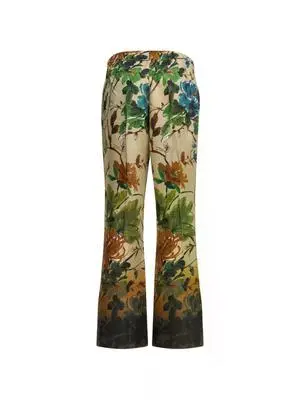 Samantha Sung Floral Print Silk Trousers