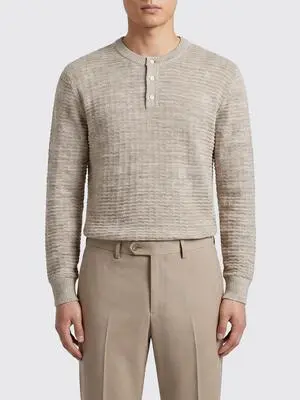 ROBERTO COLLINA Crewneck Cotton And Linen Blend Jumper With Three Buttons