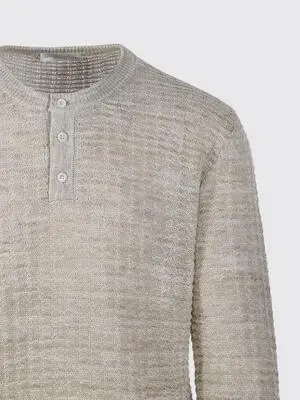ROBERTO COLLINA Crewneck Cotton And Linen Blend Jumper With Three Buttons