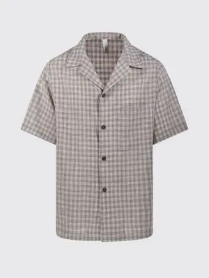 HEVO Check Linen-blend Bowling Shirt With A Cuban Collar And Patch Pocket