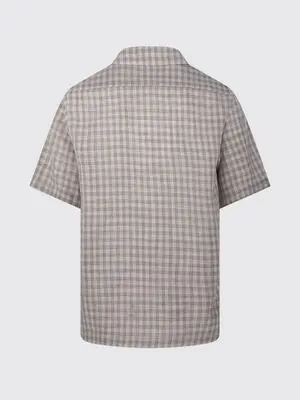HEVO Check Linen-blend Bowling Shirt With A Cuban Collar And Patch Pocket