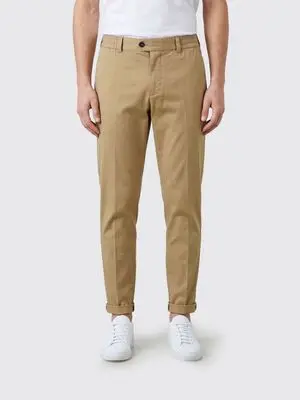PT TORINO Slim Fit Chino Trousers In Linen And Cotton Blend With Belt Loops - Beige