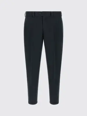 PT TORINO Slim Fit Chino Trousers In Linen And Cotton Blend With Belt Loops - Black