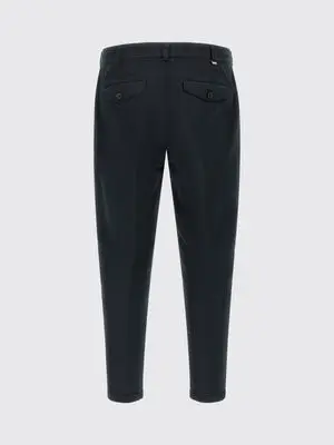 PT TORINO Slim Fit Chino Trousers In Linen And Cotton Blend With Belt Loops - Black