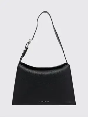 Orciani Trinity Hammered Leather Shoulder Bag - Black