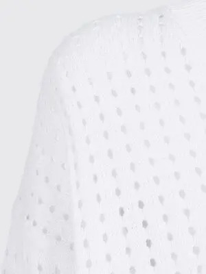 KANGRA Perforated Cotton V-neck Knit - White