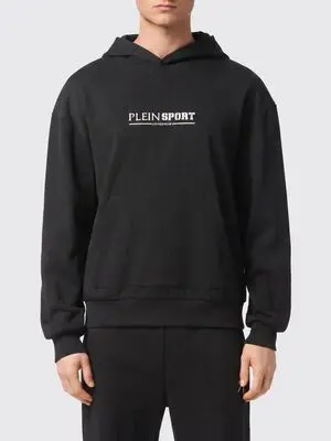 PLEIN SPORT Cotton Hooded Sweatshirt With Logo - Black