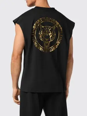 PLEIN SPORT Graphic Print Sleeveless Cotton Tank Top