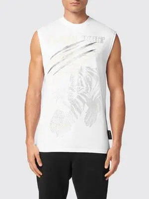 PLEIN SPORT Embellished Cotton Tank Top - White