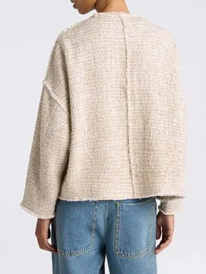 Momoni Textured Cotton Blend Jacket With Crewneck And Patch Pockets