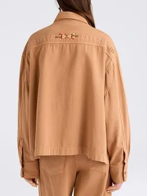 Momoni Cotton Shirt Jacket With Embroidered Detail