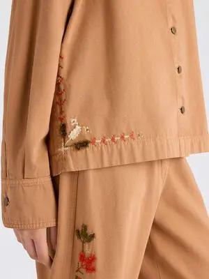 Momoni Cotton Shirt Jacket With Embroidered Detail