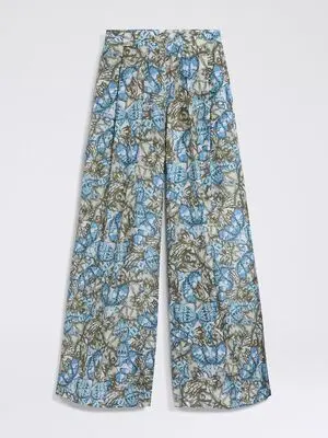 Momoni Printed Silk Palazzo Trousers - Avion