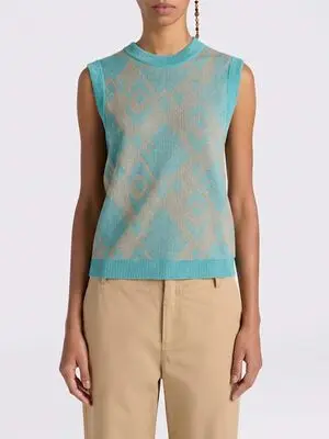 Momoni Jacquard Viscose Blend Crew Neck Sweater - Water